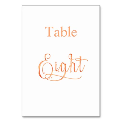 Elegant rose gold calligraphy table eight 8 table number | Zazzle