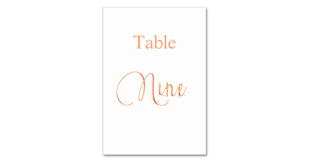 Elegant rose gold calligraphy table nine 9 table number | Zazzle