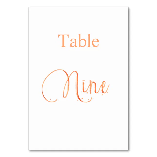 Elegant rose gold calligraphy table nine 9 table number | Zazzle