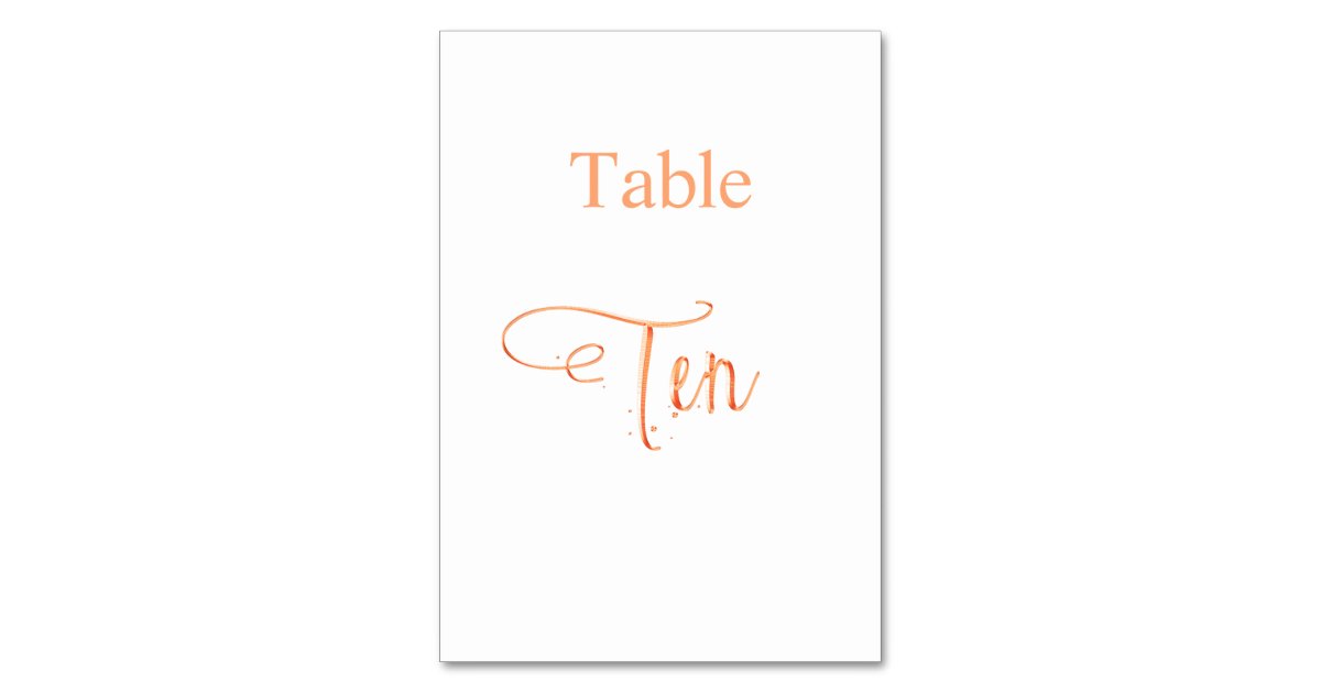 Elegant rose gold calligraphy table ten 10 table number | Zazzle