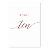 Elegant Rose Gold Calligraphy Table Ten Table Number | Zazzle
