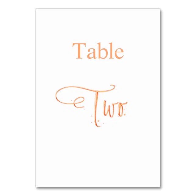 Elegant rose gold calligraphy table two 2 table number | Zazzle