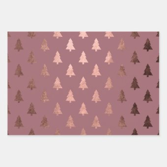Elegant Rose Gold Christmas tree pattern Wrapping Paper Sheets | Zazzle