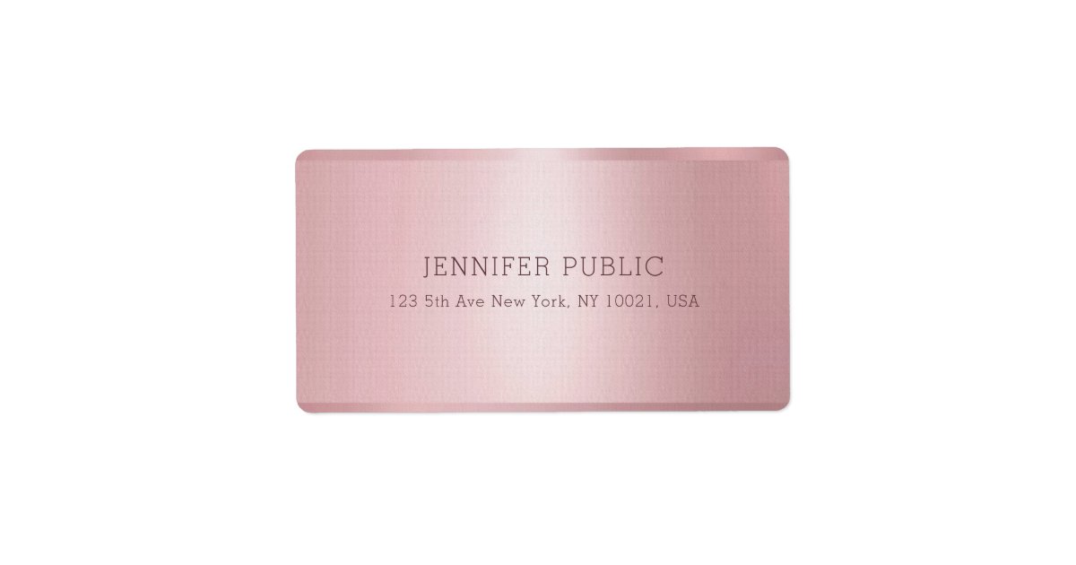 Elegant Rose Gold Color Personalized Template Label | Zazzle