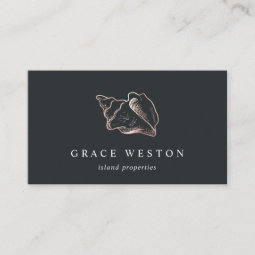 Elegant Rose Gold Conch Shell Business Card | Zazzle