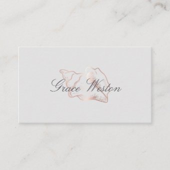 Elegant Rose Gold Conch Shell Script Business Card | Zazzle