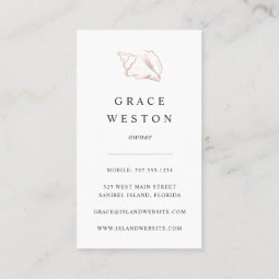 Elegant Rose Gold Conch Shell Vertical Business Card | Zazzle