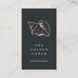 Elegant Rose Gold Conch Shell Vertical Business Card | Zazzle