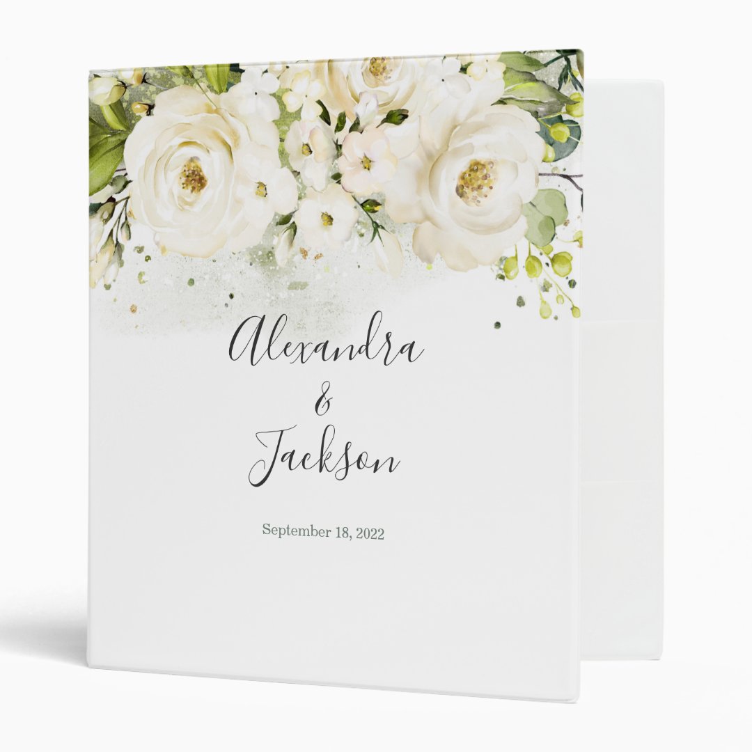 Elegant Rose & Gold Cursive Wedding Binder | Zazzle