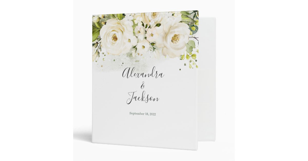 Elegant Rose & Gold Cursive Wedding Binder | Zazzle