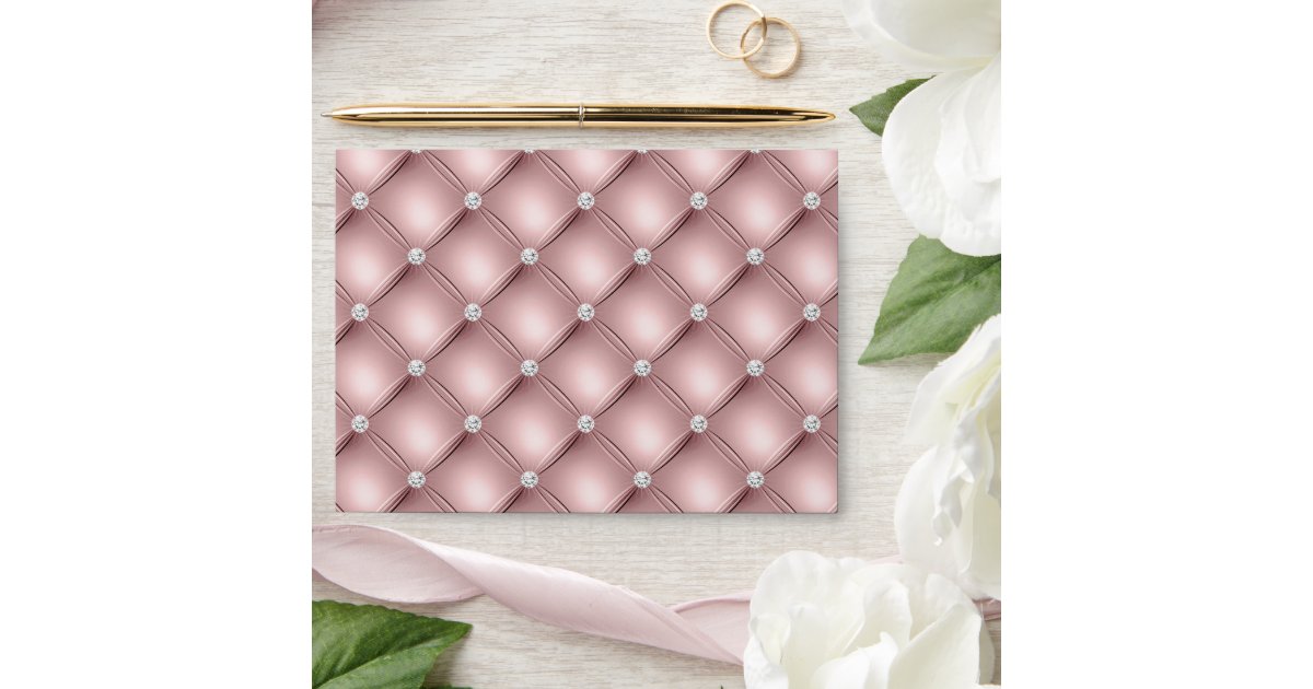Elegant Rose Gold Diamond Tufted Wedding Envelope | Zazzle