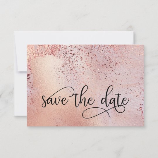 Elegant Rose Gold Faux Foil and Glitter Save The Date | Zazzle.com
