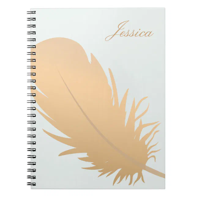 Elegant Rose Gold Feather Art Personalized Notebook | Zazzle