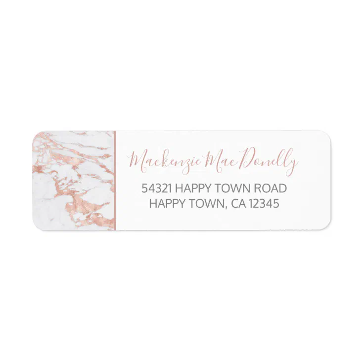 Elegant Rose Gold Foil and White Marble Label | Zazzle