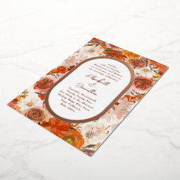 Elegant Rose Gold Frame Floral Abundance Wedding Foil Invitation | Zazzle