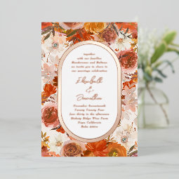 Elegant Rose Gold Frame Floral Abundance Wedding Foil Invitation | Zazzle