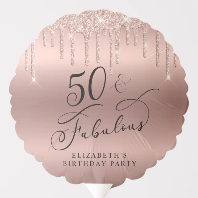 Elegant Rose Gold Glitter 50th Birthday Party Balloon | Zazzle