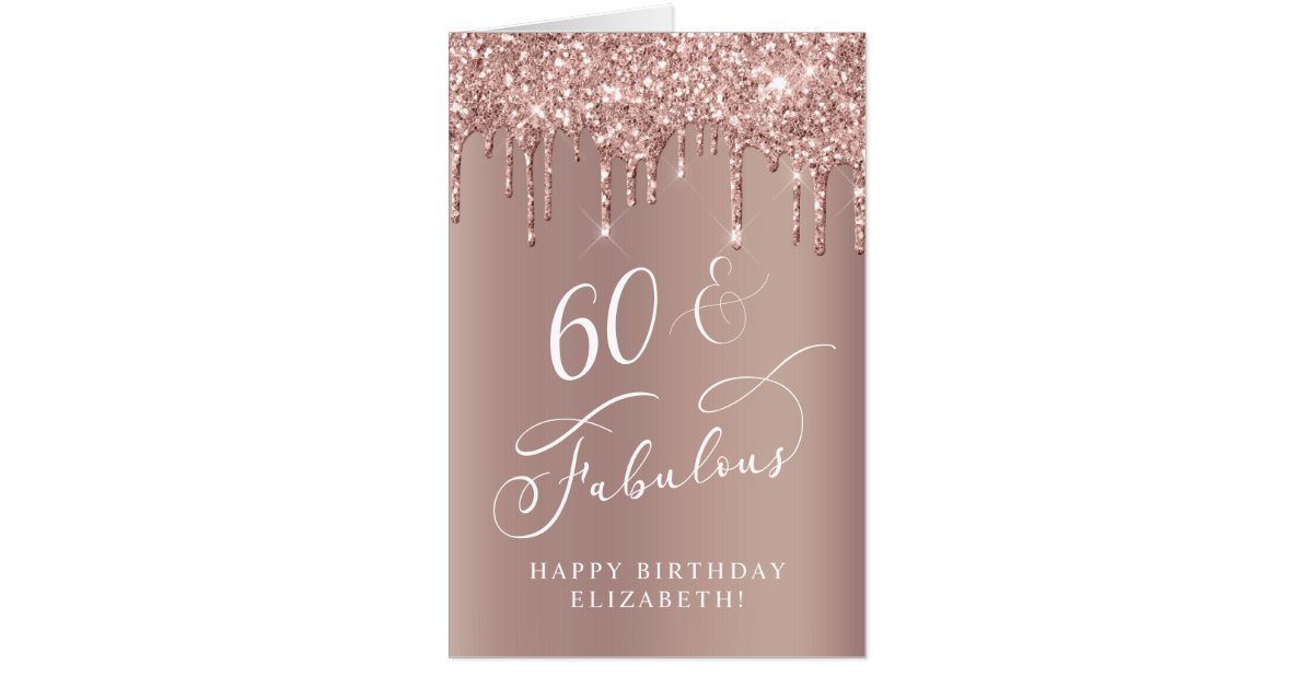 Elegant Rose Gold Glitter 60th Birthday Jumbo Card | Zazzle
