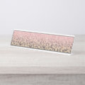 Elegant Rose Gold Glitter Black Leopard Print Desk Name Plate | Zazzle