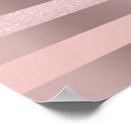 Elegant rose gold glitter & blush pink stripe poster | Zazzle
