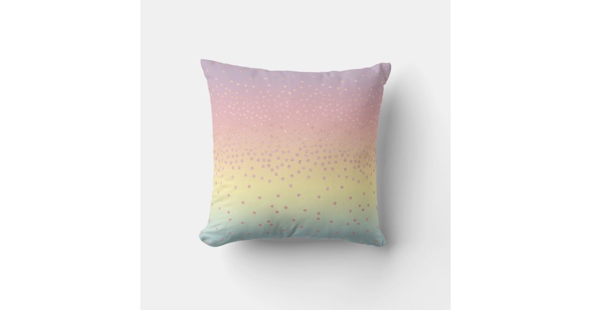 Elegant rose gold glitter confetti dots gradient throw pillow | Zazzle