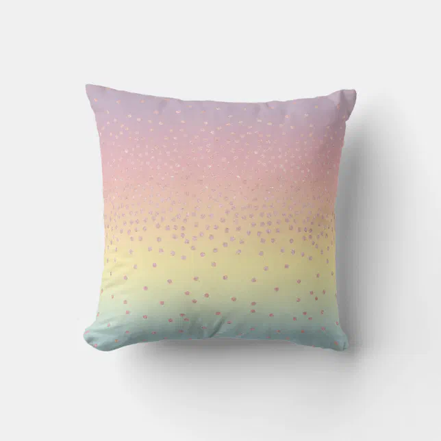 Elegant rose gold glitter confetti dots gradient throw pillow | Zazzle