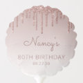 Elegant Rose Gold Glitter Drip 80th Birthday Party Balloon | Zazzle