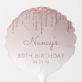 Elegant Rose Gold Glitter Drip 80th Birthday Party Balloon | Zazzle