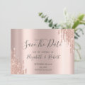 Elegant Rose Gold Glitter Drips Save The Date | Zazzle