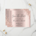 Elegant Rose Gold Glitter Drips Save The Date | Zazzle