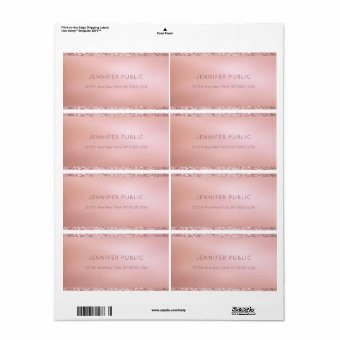 Elegant Rose Gold Glitter Personalized Template Label | Zazzle