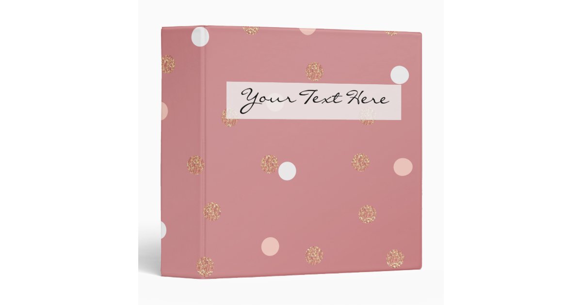 elegant rose gold glitter pink polka dots pattern 3 ring binder | Zazzle
