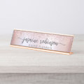 Elegant Rose Gold Glitter Professional Monogram Desk Name Plate | Zazzle