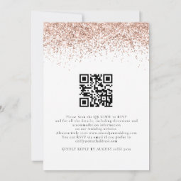 Elegant Rose Gold Glitter QR Code Wedding Invitation | Zazzle