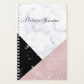 Elegant rose gold glitter white black marble planner | Zazzle