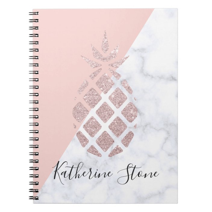 Elegant rose gold glitter white marble blush pink notebook | Zazzle