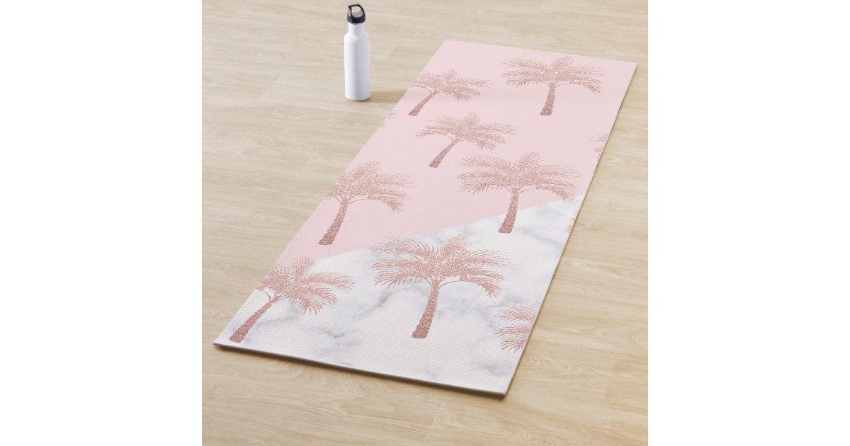 Elegant rose gold glitter & white marble pattern yoga mat | Zazzle