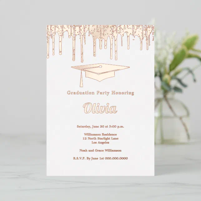 Elegant Rose Gold Graduation Party Foil Invitation | Zazzle