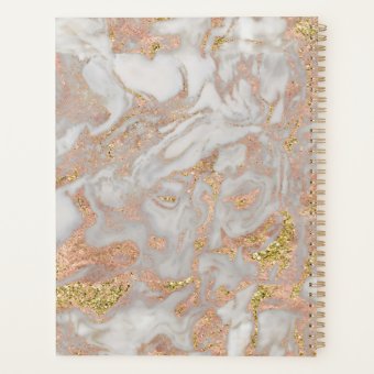 Elegant rose gold grey marble metallic copper planner | Zazzle