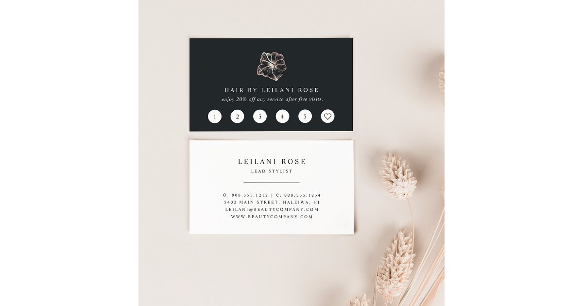 Elegant Rose Gold Hibiscus Flower Loyalty Card | Zazzle