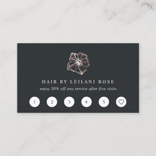 Elegant Rose Gold Hibiscus Flower Loyalty Card | Zazzle