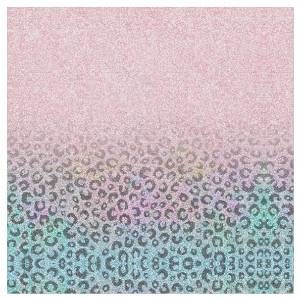 Iridescent Rainbow Leopard Animal Print Fabric | Zazzle