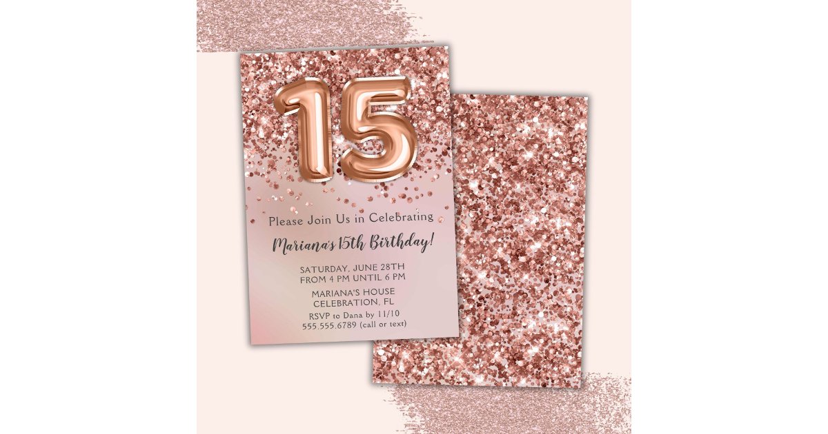 Elegant Rose Gold Kids Girl 15th Birthday Party In Invitation | Zazzle
