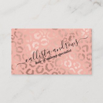 Elegant Rose Gold Leopard Cheetah Animal Print Business Card | Zazzle