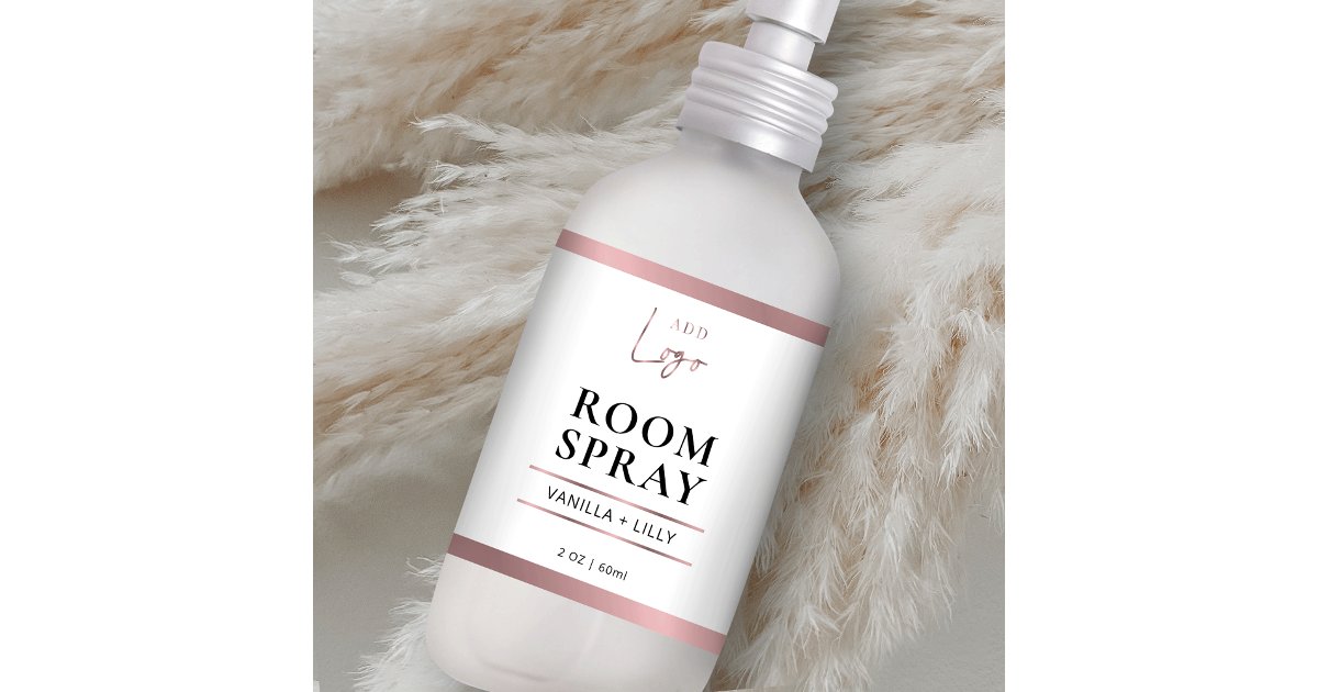 Elegant Rose Gold Logo Room Freshener Spray Label | Zazzle