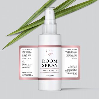 Elegant Rose Gold Logo Room Freshener Spray Label | Zazzle