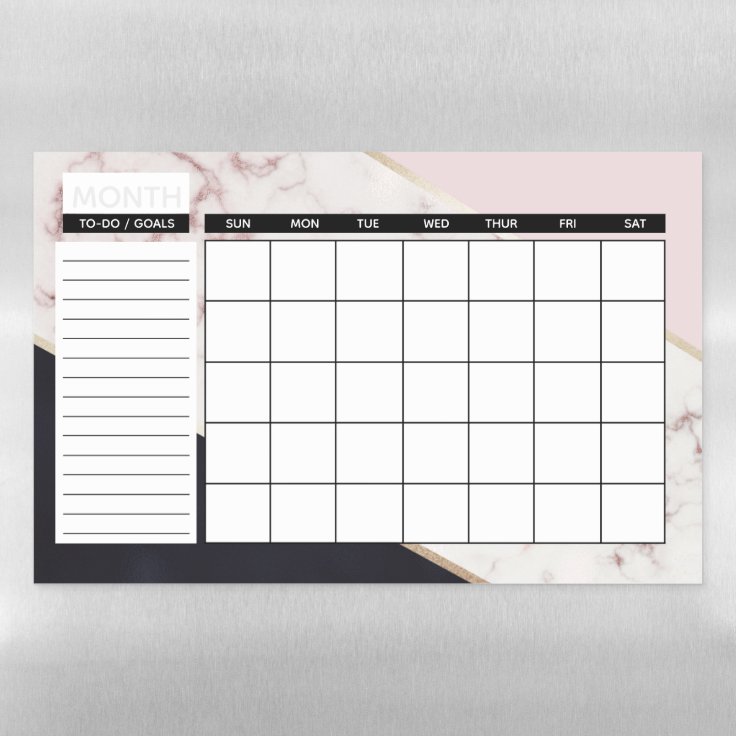 Elegant Rose Gold Marble Abstract Monthly Calendar Magnetic Dry Erase ...