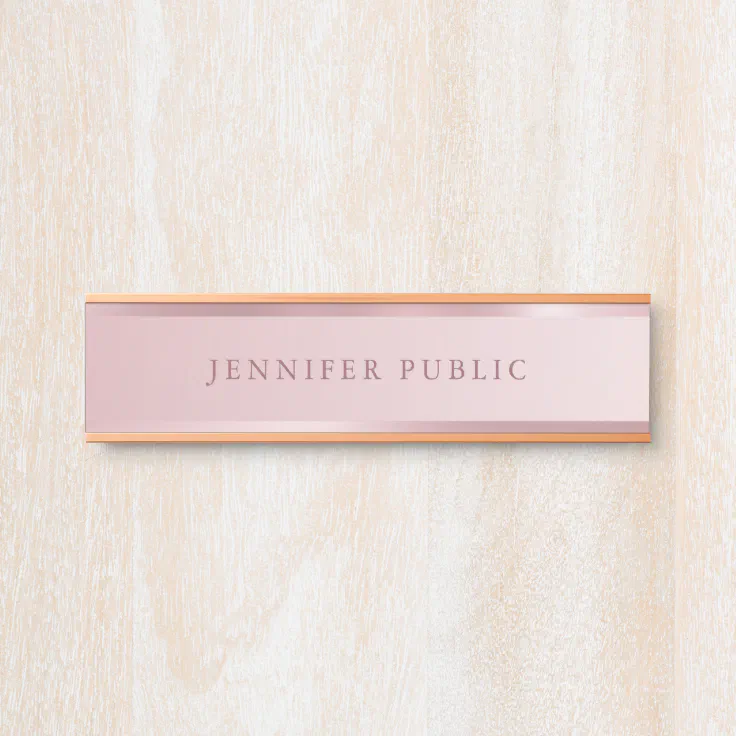 Elegant Rose Gold Modern Minimalist Template Door Sign | Zazzle