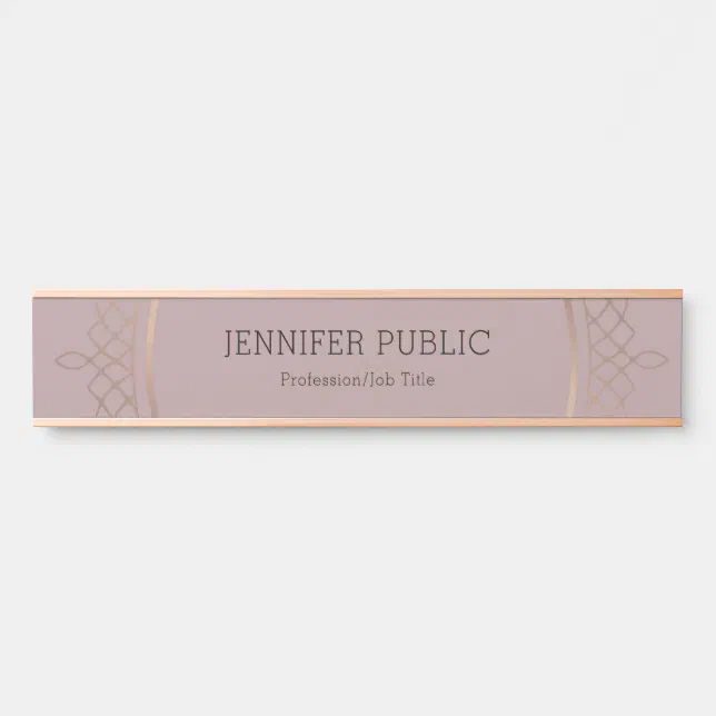 Elegant Rose Gold Modern Simple Template Top Door Sign | Zazzle