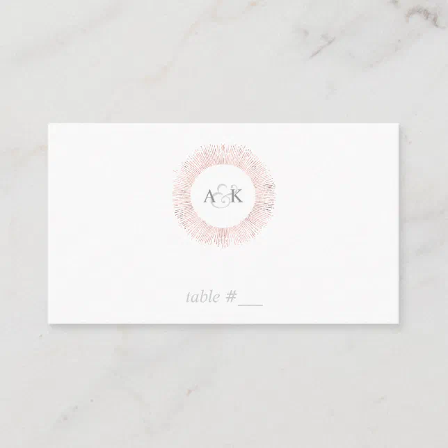 Elegant rose gold monogram place cards - flat | Zazzle